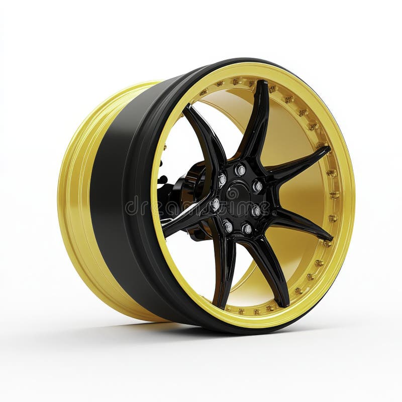 Yellow and Black Multi-spoke Wheel, 3D Render, Modern Design, Isolated ...