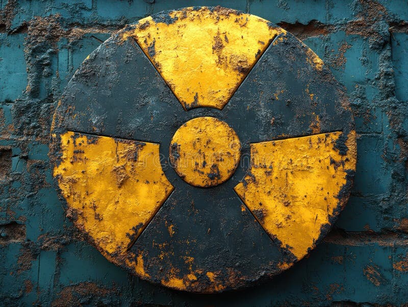 Yellow and Black Nuclear Symbol on Weathered Background Stock Photo ...