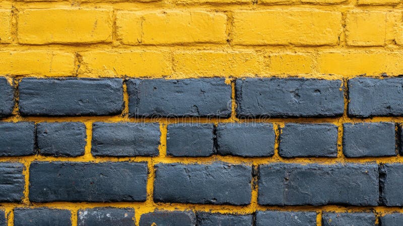 Yellow and Black Painted Brick Wall with Bold Contrasting Texture ...