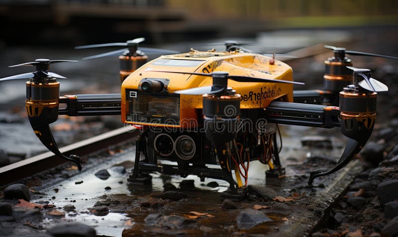 Yellow and Black Remote Controlled Flying Device Stock Photo - Image of ...