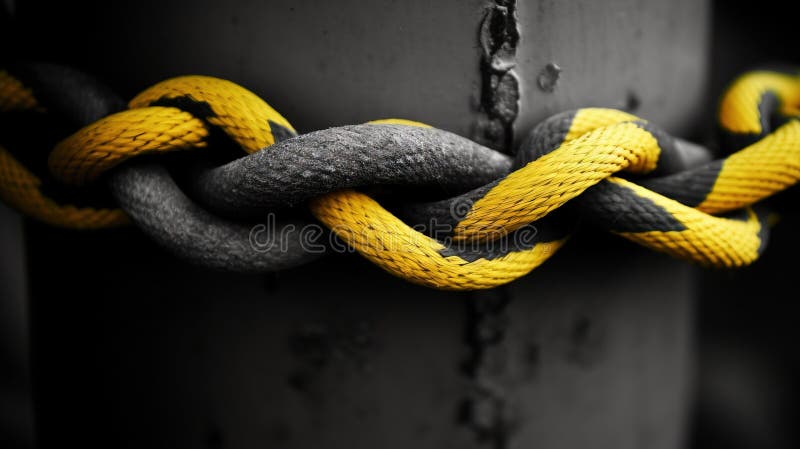 A Yellow and Black Rope is Attached To a Metal Pole Stock Illustration ...