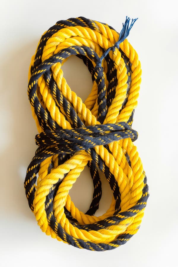 A Yellow and Black Rope on a White Surface Stock Illustration ...
