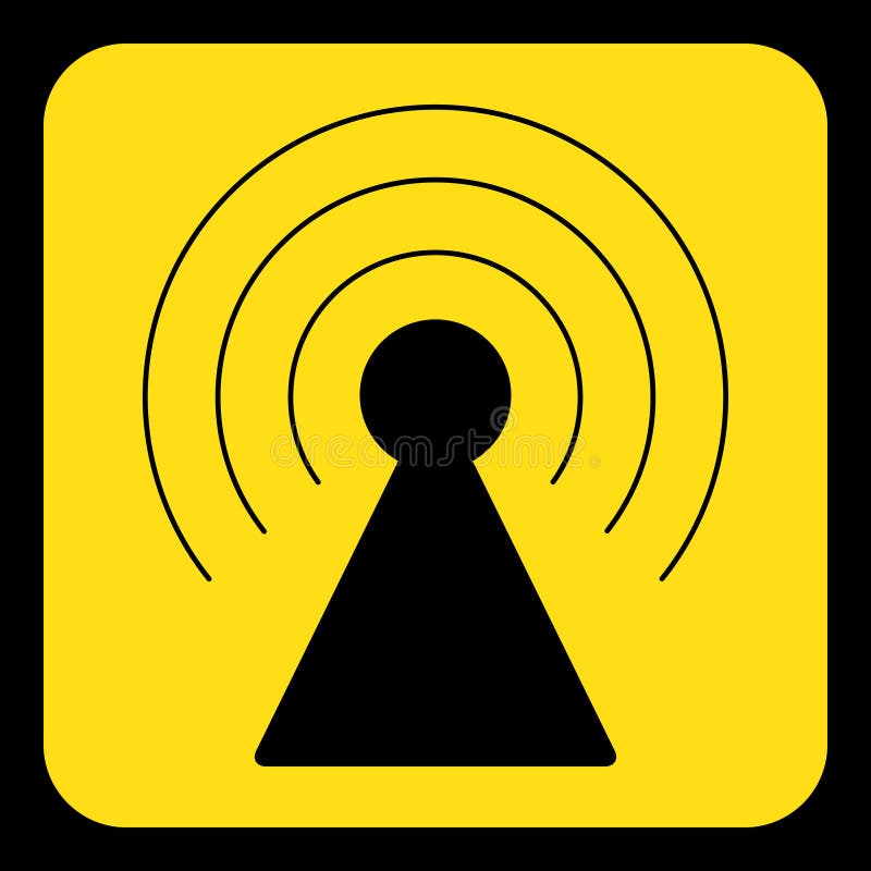 Yellow, Black Sign - Transmitter Tower Icon Stock Vector - Illustration ...