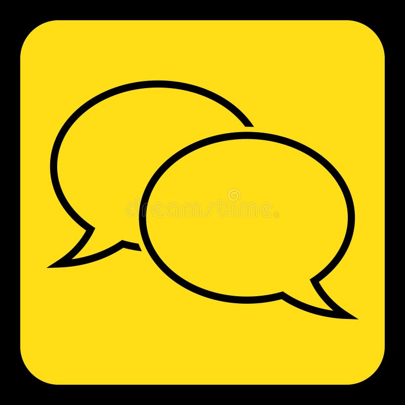 Yellow, Black Sign - Two Outline Speech Bubbles Stock Vector ...