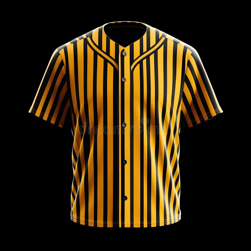 A Yellow and Black Striped Baseball Style Shirt. Stock Illustration ...