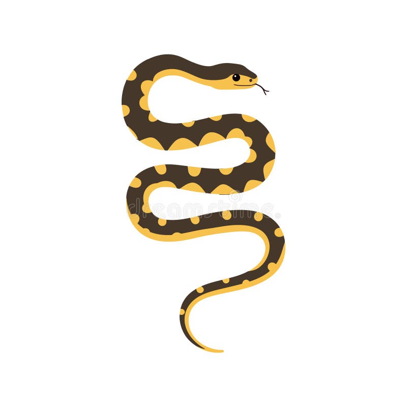A Detailed Illustration of a Yellow and Black Striped Snake in a Flat ...