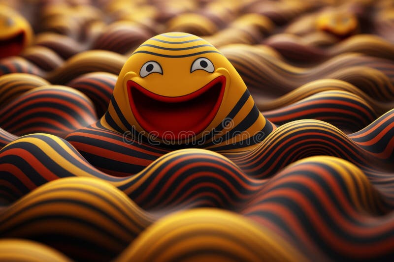 A Yellow and Black Striped Worm with a Smile on Its Face Stock ...