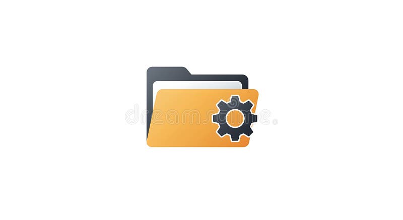 Yellow and Black Stylized Folder Icon with a Gear Symbol on the Front ...