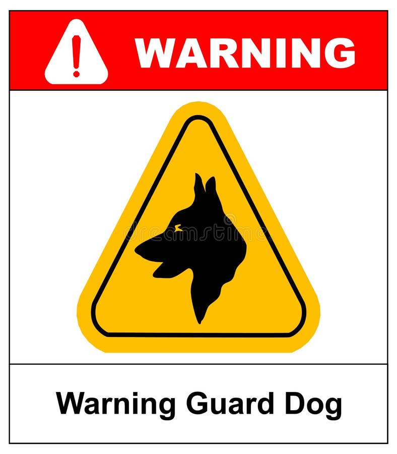 Warning Guard Dogs on Patrol Hazard Sign Icon of 3 Types Color, Black ...