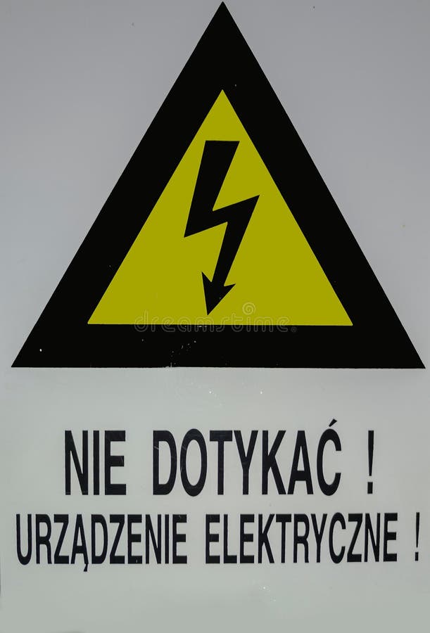 DO NOT TOUCH! ELECTRICAL DEVICE! Yellow and Black Warning Sign. Stock ...