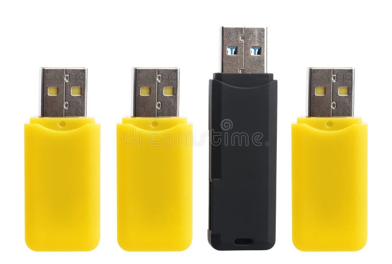 Yellow and Black USB Flash Drives Stock Image - Image of play, hardware ...