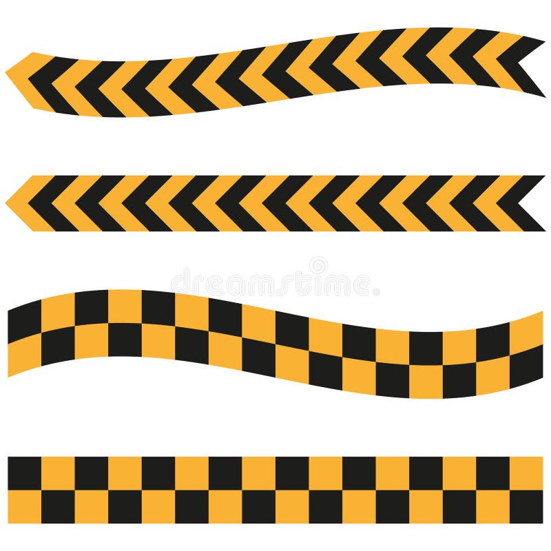 Yellow and Black Warning Ribbons. Vector Illustration. EPS 10 Stock ...