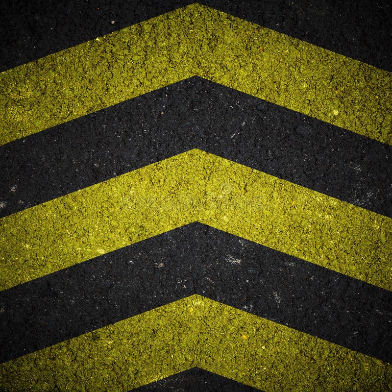 Yellow and Black Warning Sign on Asphalt Texture Stock Image - Image of ...