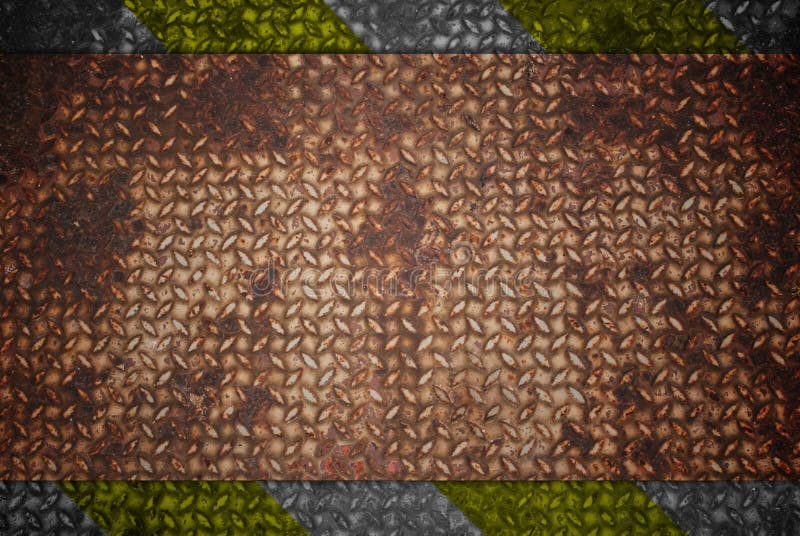 Yellow and Black Warning Sign on Steel Texture. Stock Photo - Image of ...