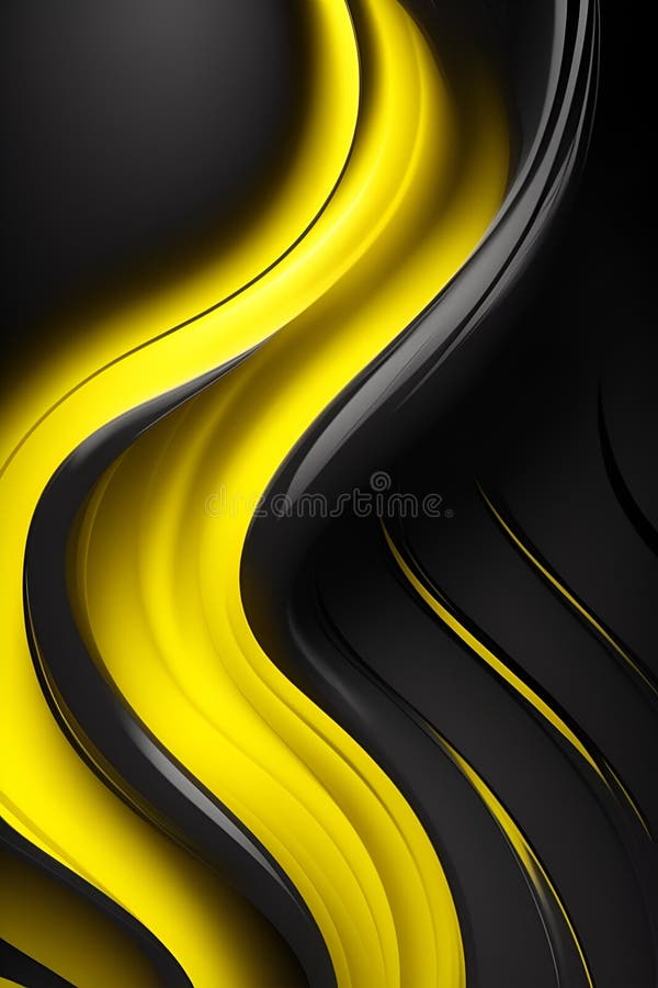 Yellow and Black Waves. Vertical Composition Stock Illustration ...