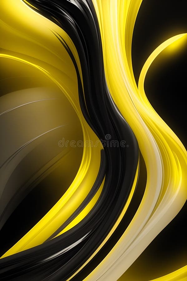 Yellow and Black Waves. Vertical Composition Stock Illustration ...