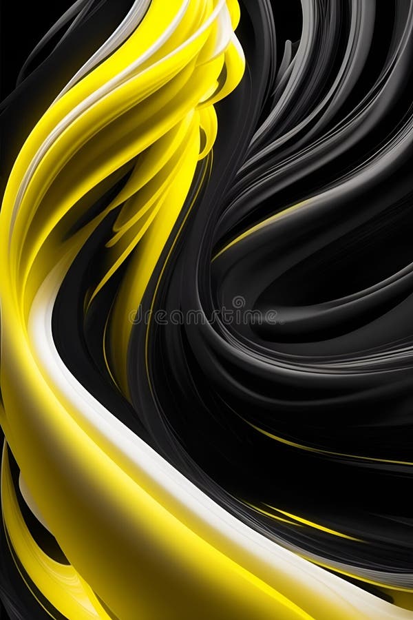 Yellow and Black Waves. Vertical Composition Stock Illustration ...