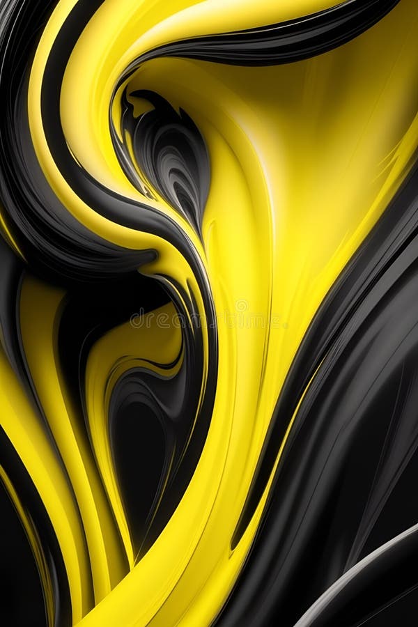 Yellow and Black Waves. Vertical Composition Stock Illustration ...