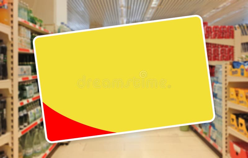 Yellow Empty Label on an Abstract Supermarket Background Stock Image ...