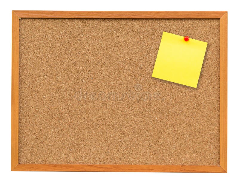 Yellow Blank Note on Cork Board on Isolated White with Clipping Stock ...