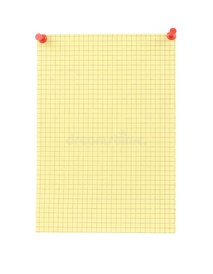 Yellow Blank Thumbtacked Squared Paper Page Stock Photo - Image of ...