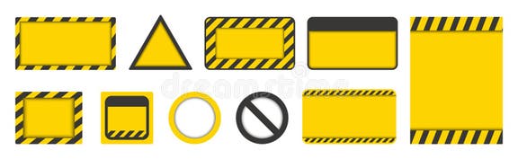 Yellow Blank Warning Signs Template Collection on a White Background ...