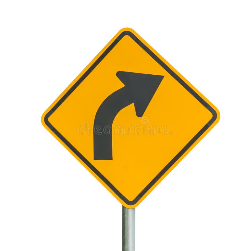 Yellow Blind Corner Turning Warning Sign on a Biking Trail Stock Photo ...