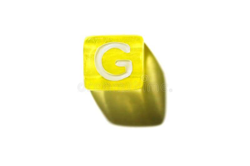 Yellow Block with Letter G Casting Shadow on White Background: Alphabet ...