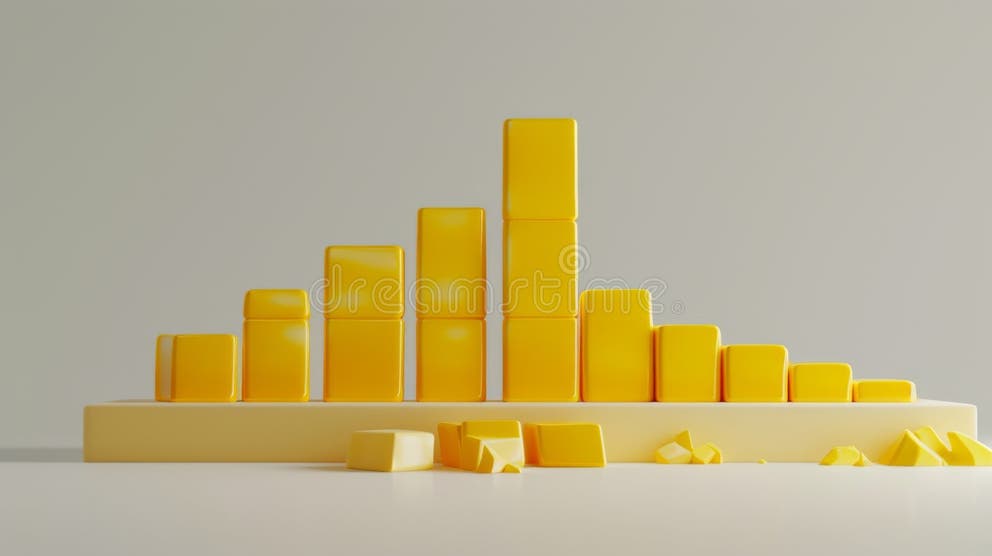 Yellow Blocks in Bar Graph Layout on a White Surface Stock Image ...