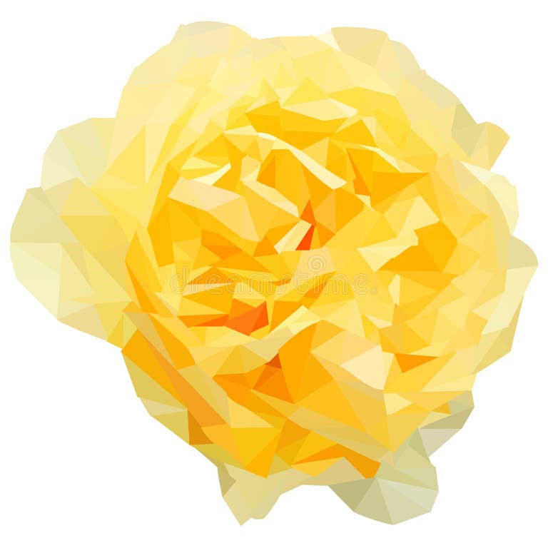 Yellow Bloomed Rose Shaped from Triangles Stock Vector - Illustration ...
