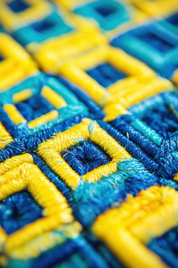 Yellow and Blue Abstract Squares Create Pattern, Focus Detail ...