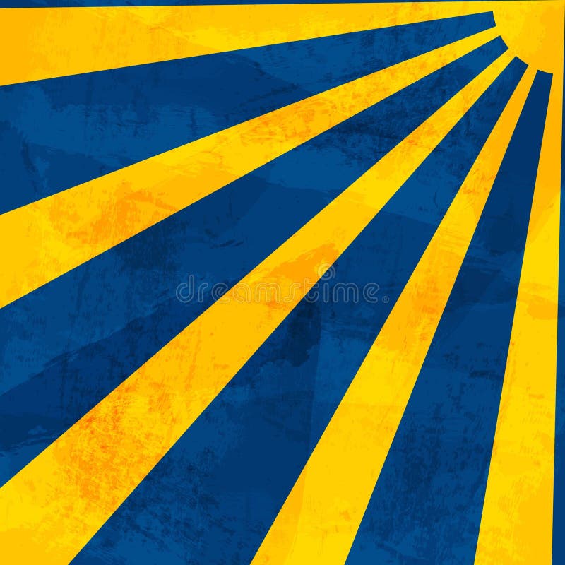 Yellow Blue Background Sun Rays Retro Grunge 60-70 Years. Abstract ...