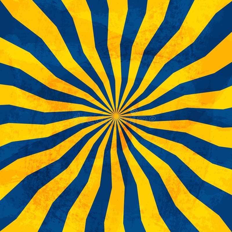 Yellow Blue Background Sun Rays Retro Grunge 60-70 Years. Abstract ...