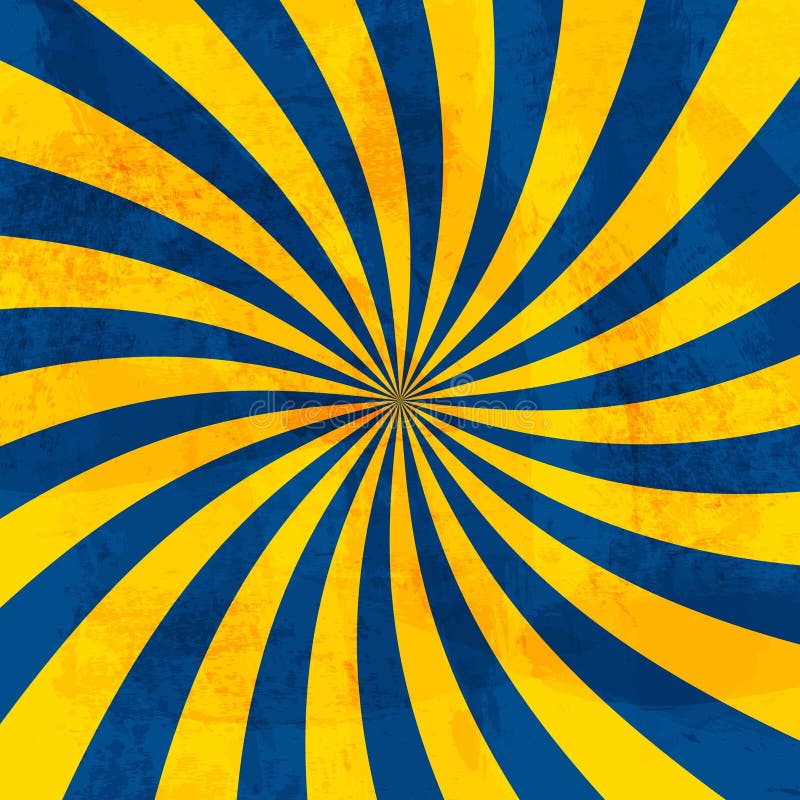 Yellow Blue Background Sun Rays Retro Grunge 60-70 Years. Abstract ...
