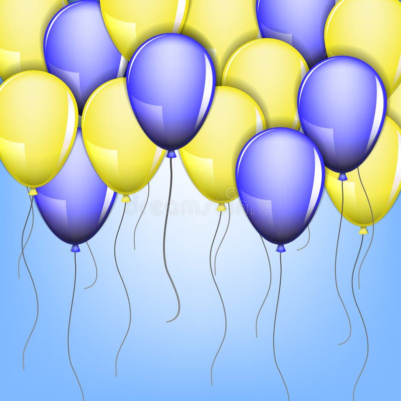 Yellow and blue balloons stock vector. Illustration of children - 36904557