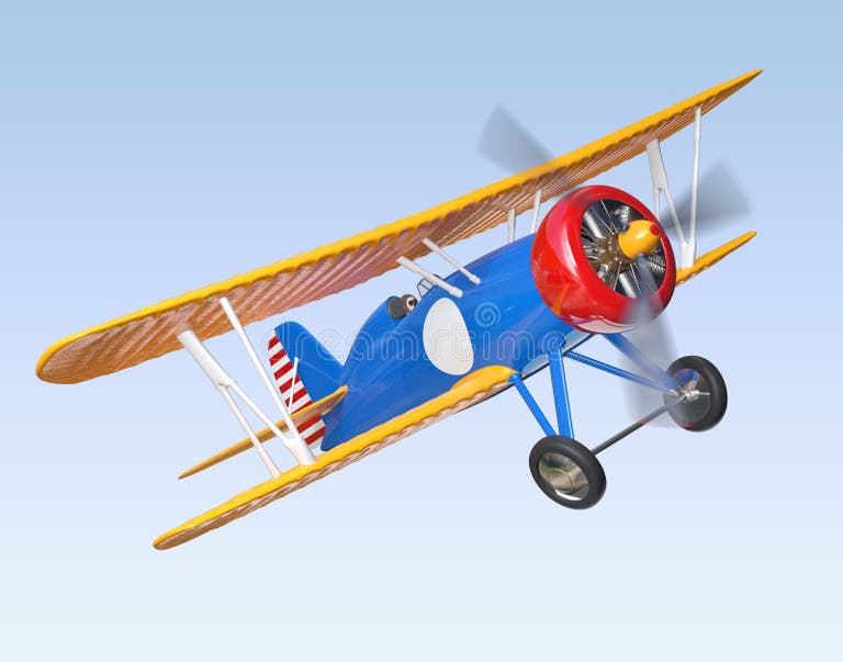 Yellow and Blue Biplane Flying in the Sky Stock Photo - Image of ...