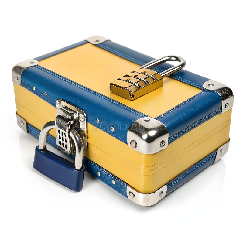Yellow and Blue Briefcase with Padlock Stock Illustration ...
