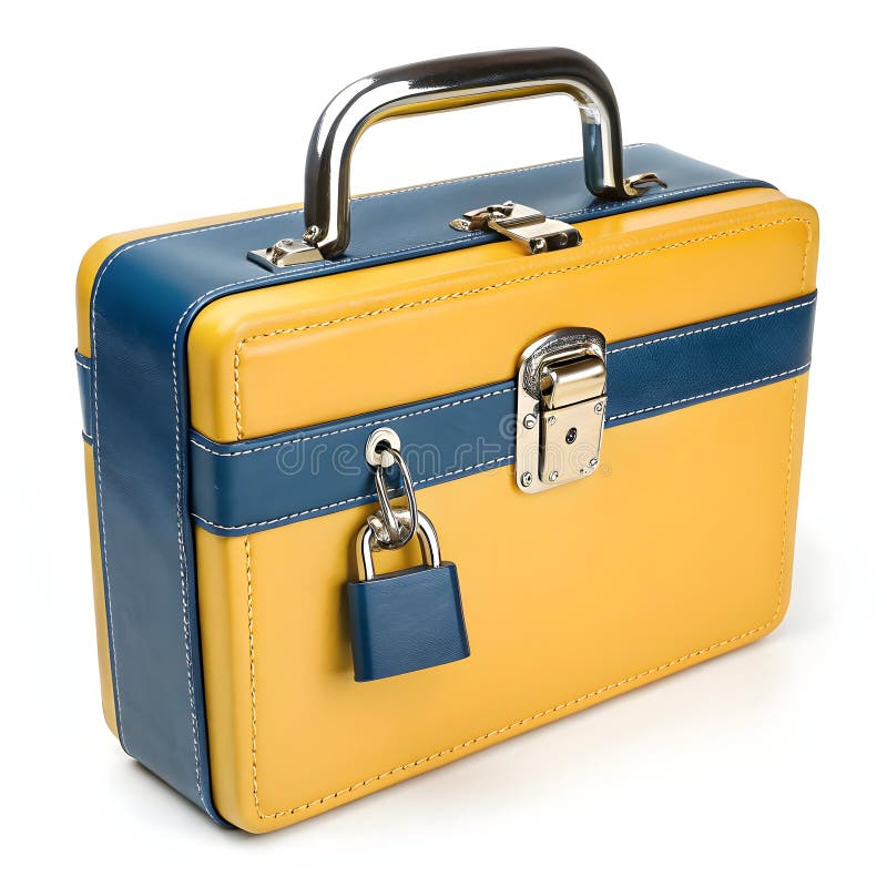 Yellow and Blue Briefcase with Padlock Stock Illustration ...