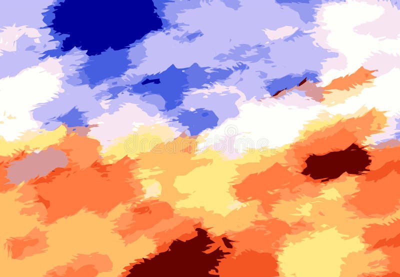 Yellow Blue and Brown Painting Stock Illustration - Illustration of ...