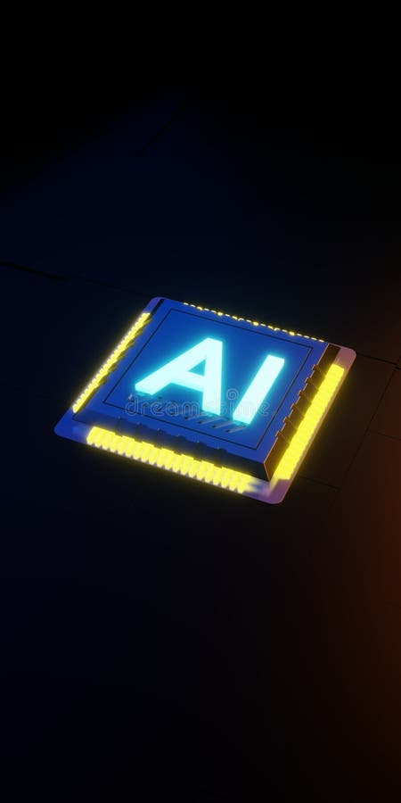 Yellow and Blue Chip with Artificial Intelligence Sign 3d Render Stock ...