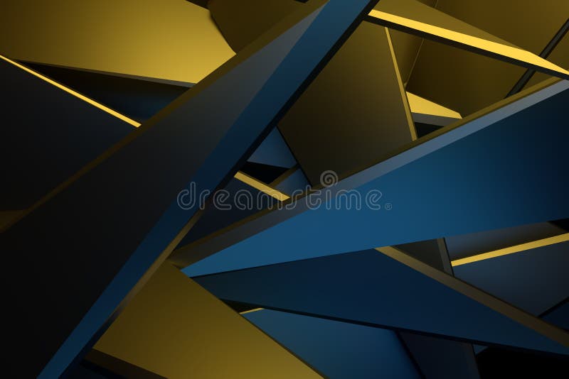 Yellow and Blue Color Abstract 3d Rendering Technology Background ...