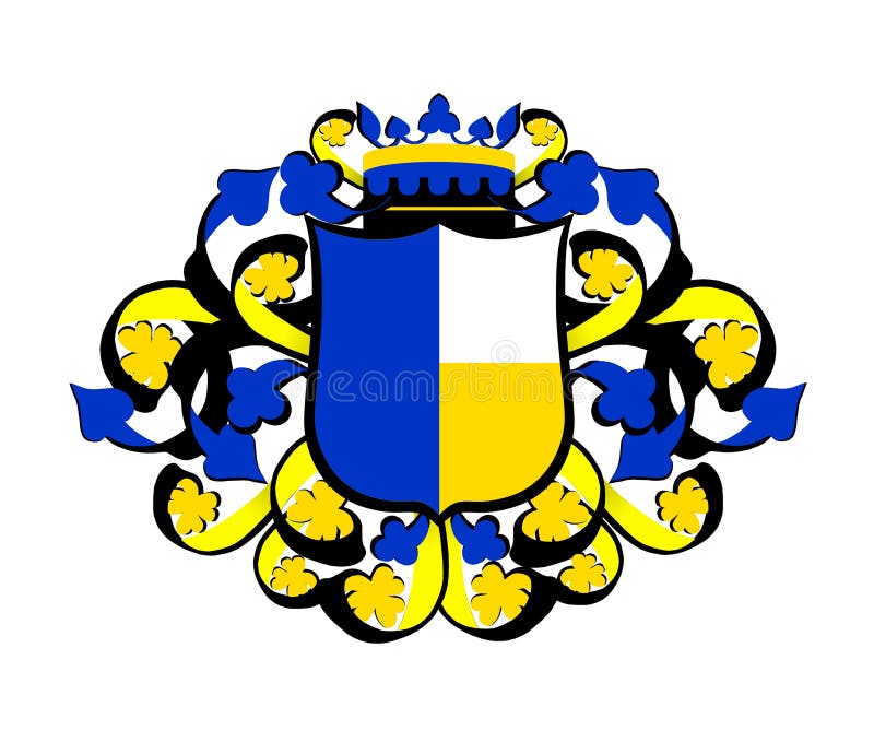 Yellow and blue crest stock illustration. Illustration of design - 8075335