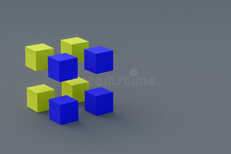 Yellow and Blue Cubes on Gray Background Stock Illustration ...