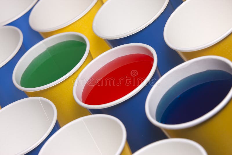 Yellow and Blue Cups with Liquid. Stock Image - Image of water, liquid ...