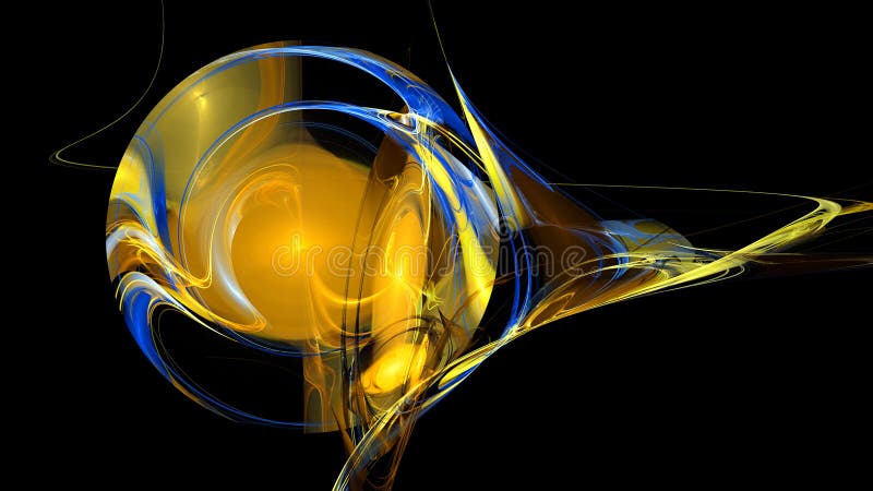 Yellow and Blue Curves Circles Abstract Background Stock Illustration ...