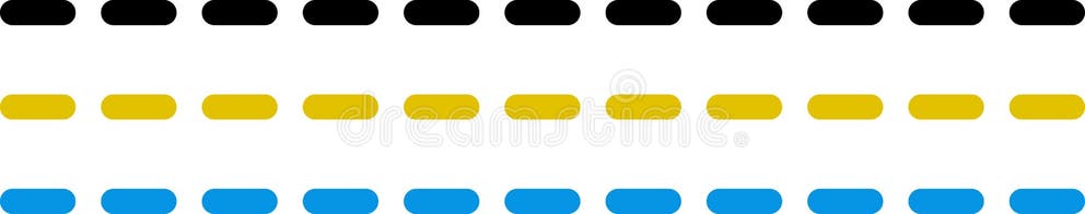 Yellow or Blue Dashed Line Sticker. Dotted Divider. Set of Dashed ...