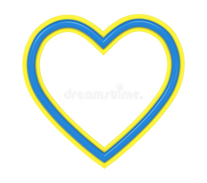 Yellow Blue Heart Picture Frame Isolated on White. Stock Illustration ...