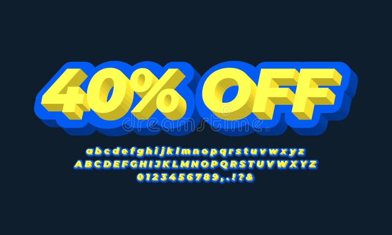 Yellow Blue Light 3d Text Effect or Font Effect Style Number and ...