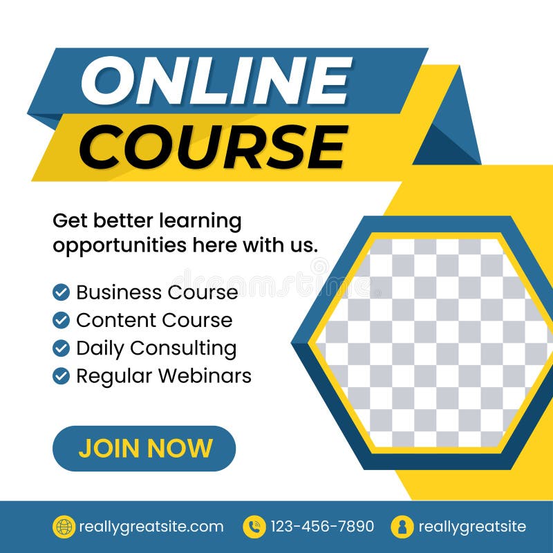 Yellow and Blue Modern Online Course Instagram Post Stock Vector ...