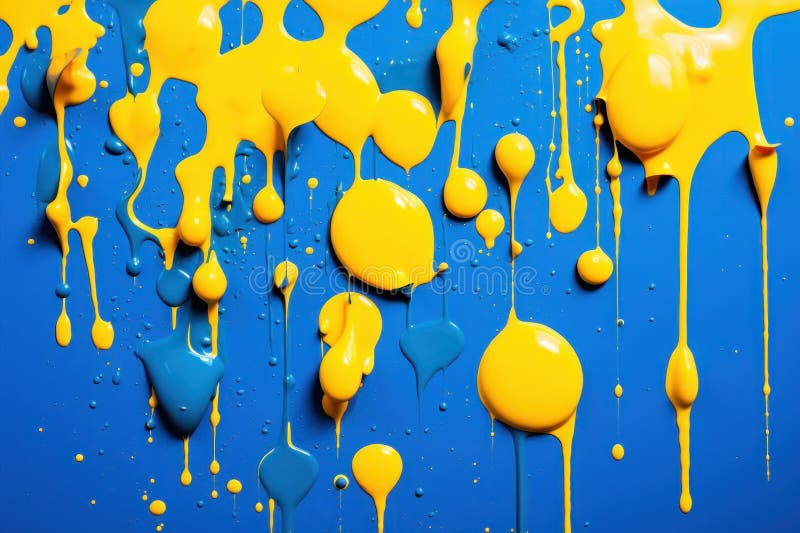 Yellow and Blue Paint Dripping Stock Illustration - Illustration of ...